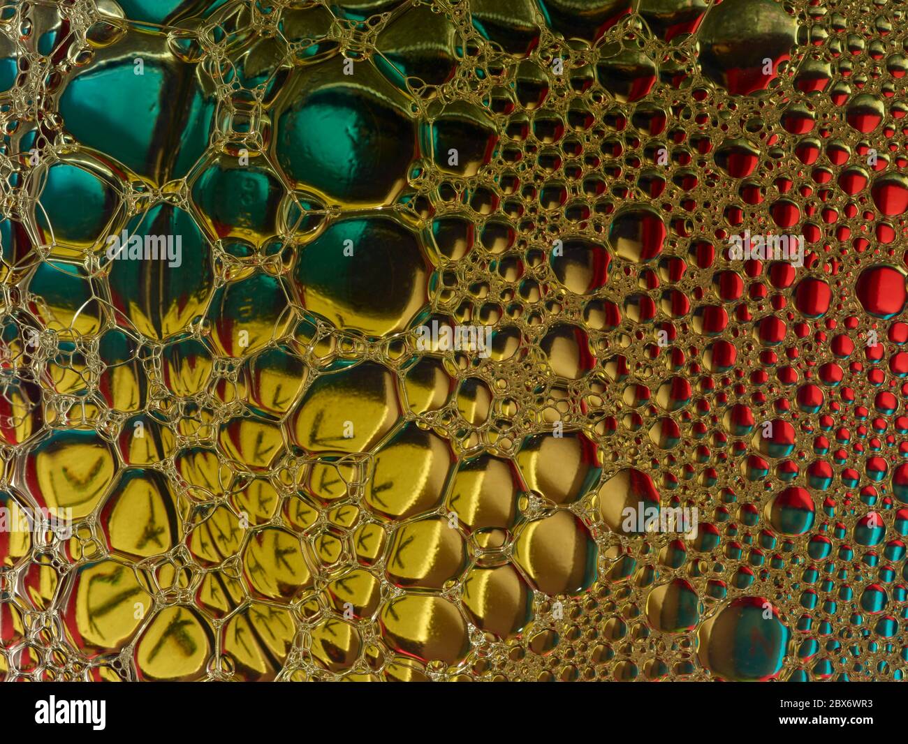 Abstract colourful still-life of bubbles and the patterns and ...