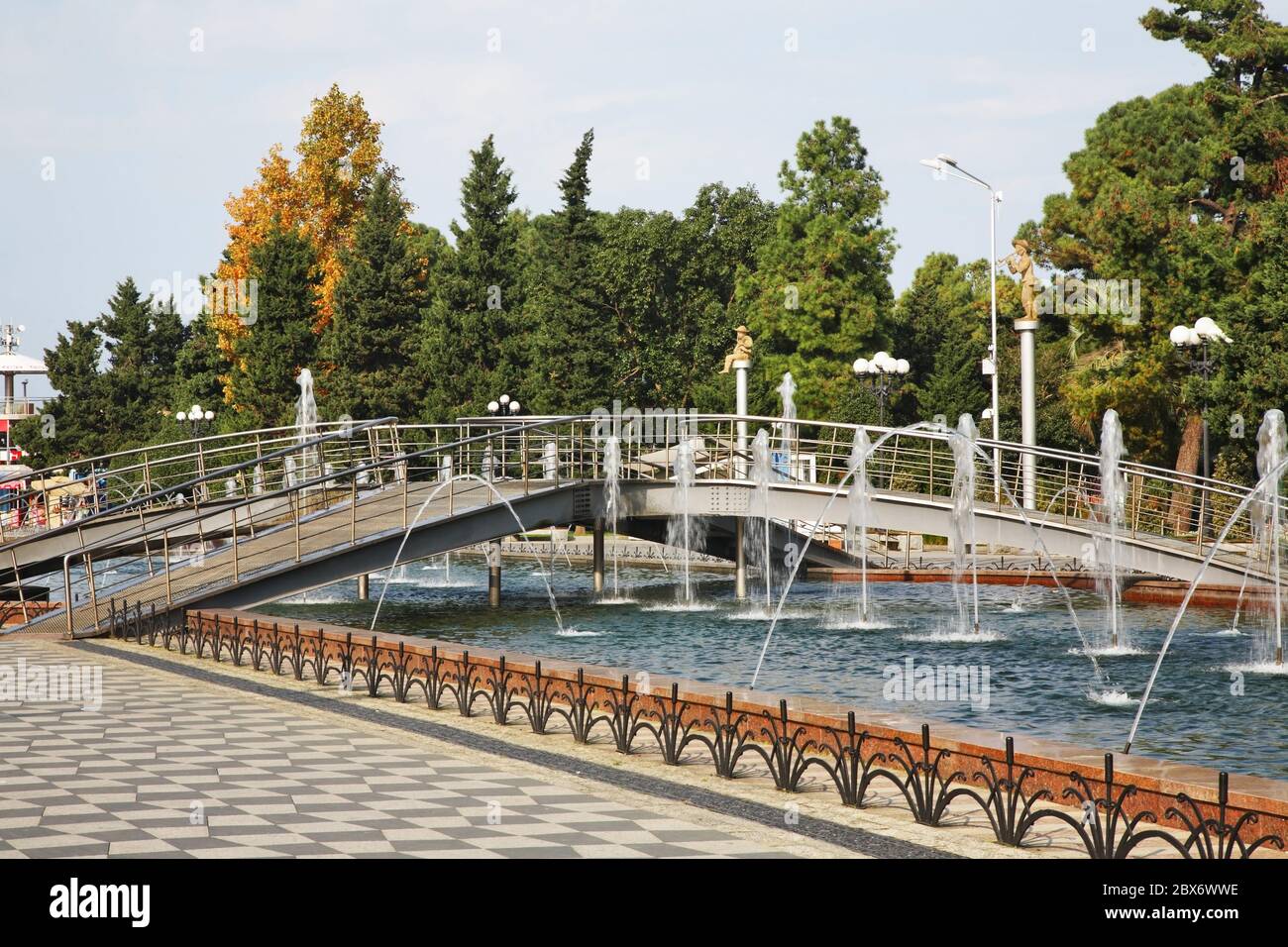Light-musical fountain at Seaside park in Batumi. Autonomous Republic ...