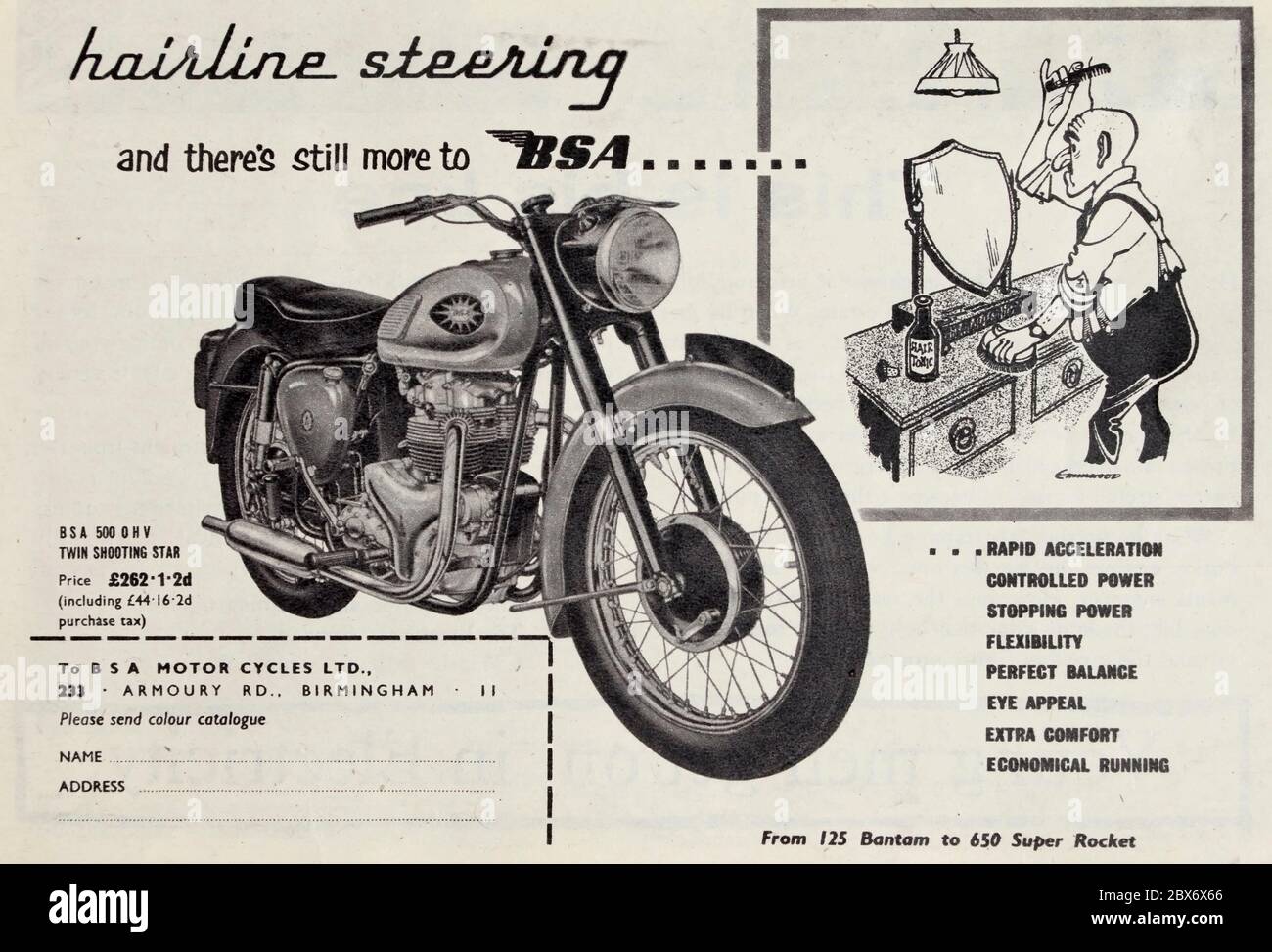 Vintage advertisement for the British BSA 500 Twin Shooting Star ...