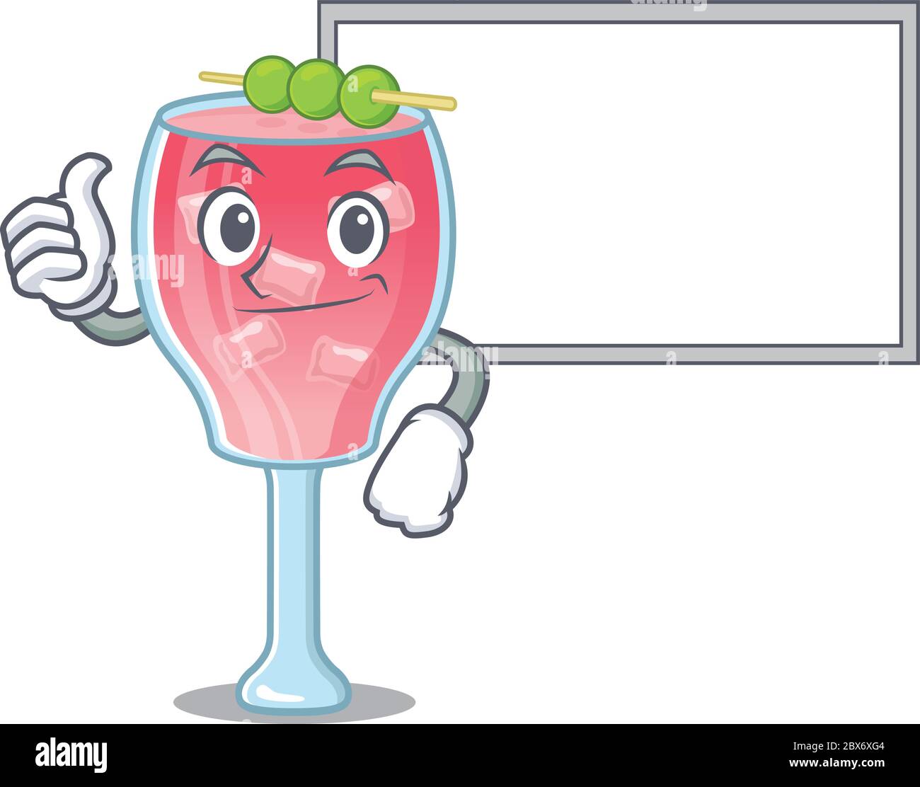 Cosmopolitan cocktail cartoon design with Thumbs up finger bring a ...