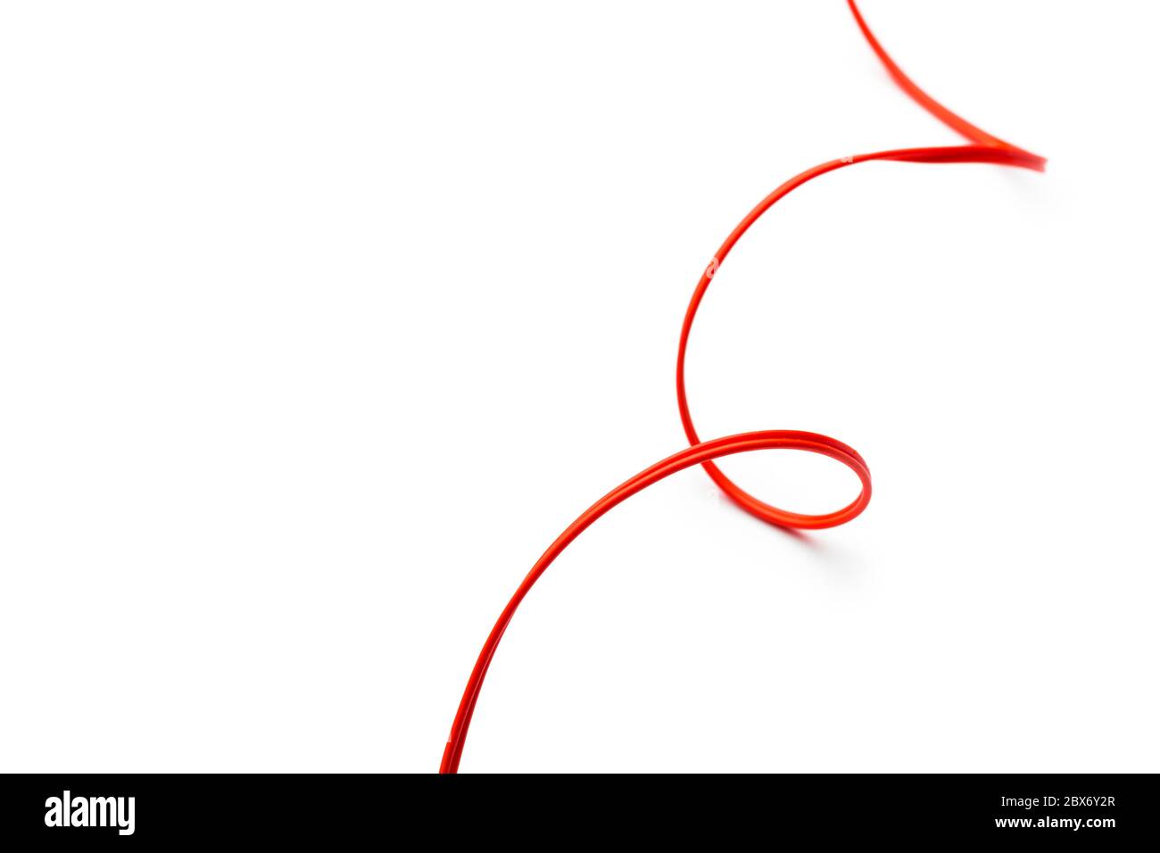 red double wire cable isolated on a white background abstraction Stock ...