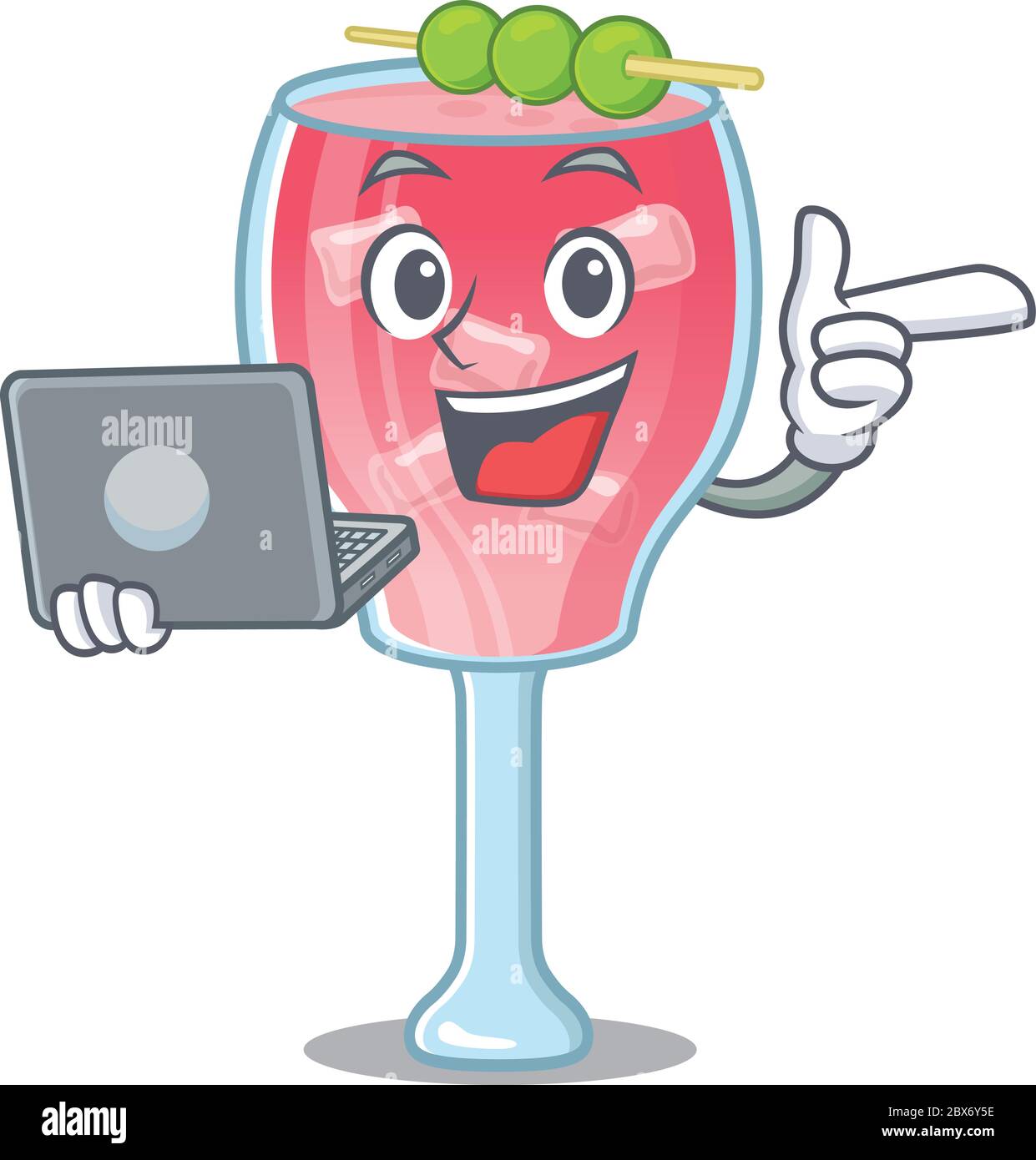 Smart cartoon character of cosmopolitan cocktail studying at home with ...