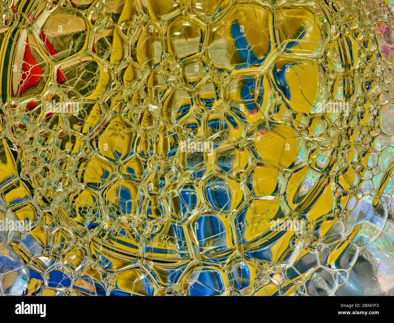 Abstract colourful still-life of bubbles and the patterns and ...