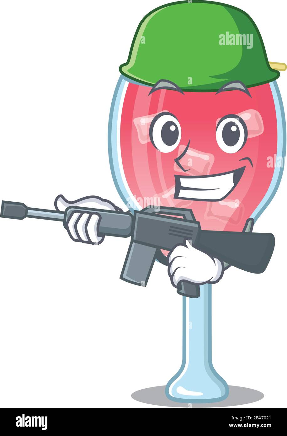 A cartoon picture of Army cosmopolitan cocktail holding machine gun ...