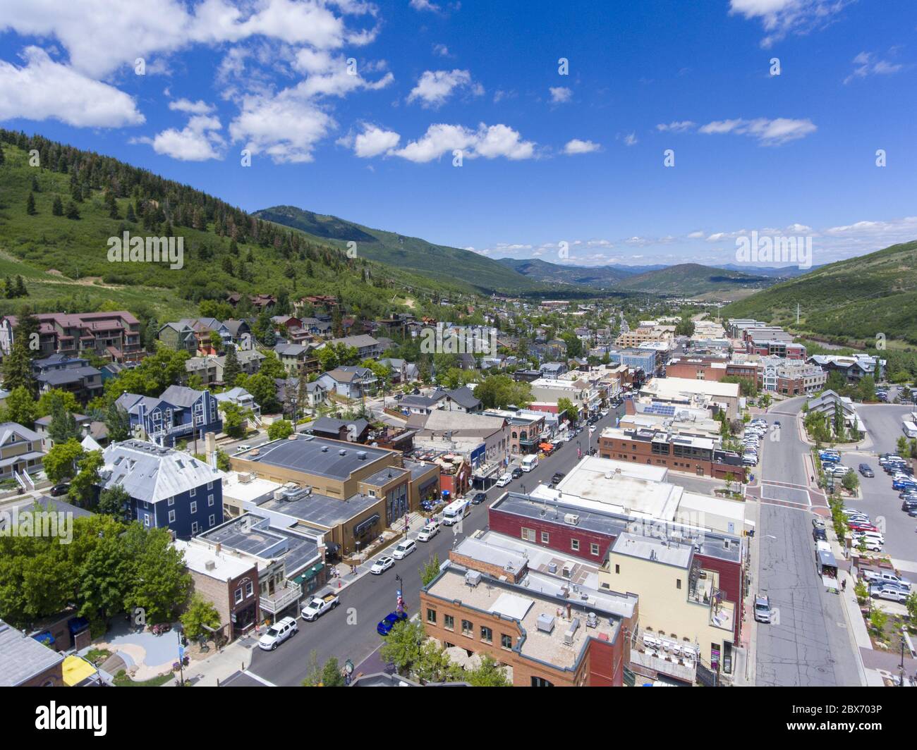Aerial view of Park City on Main Street in Park City, Utah UT, USA ...