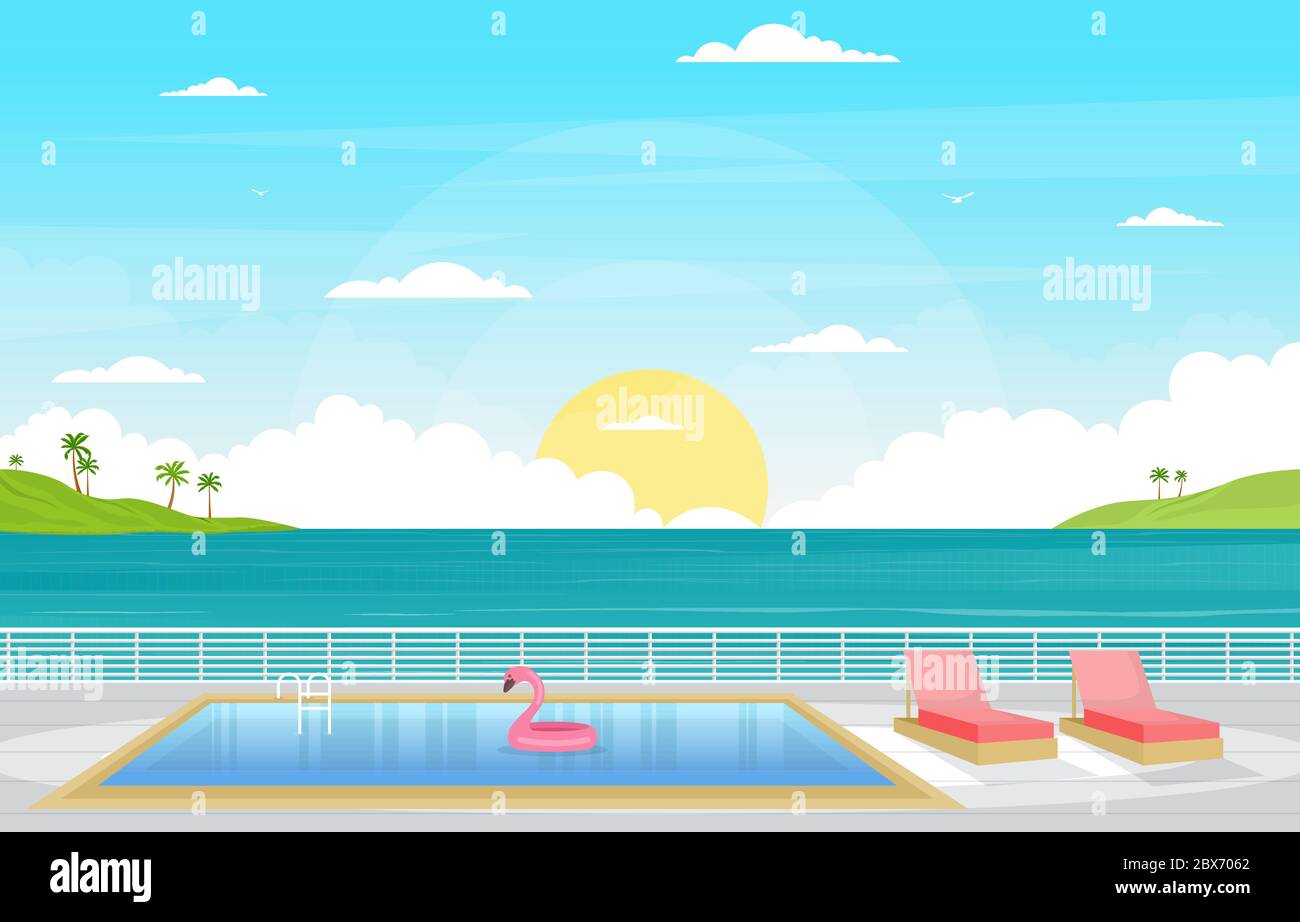 Cruise ship swimming pool Stock Vector Images - Alamy