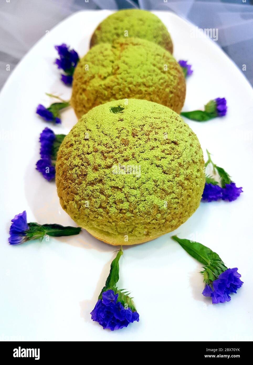 Homemade matcha puffs Stock Photo - Alamy