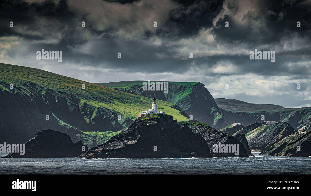 Mythical Islands with lonely lighthouse in the middle of Atlantic Ocean ...