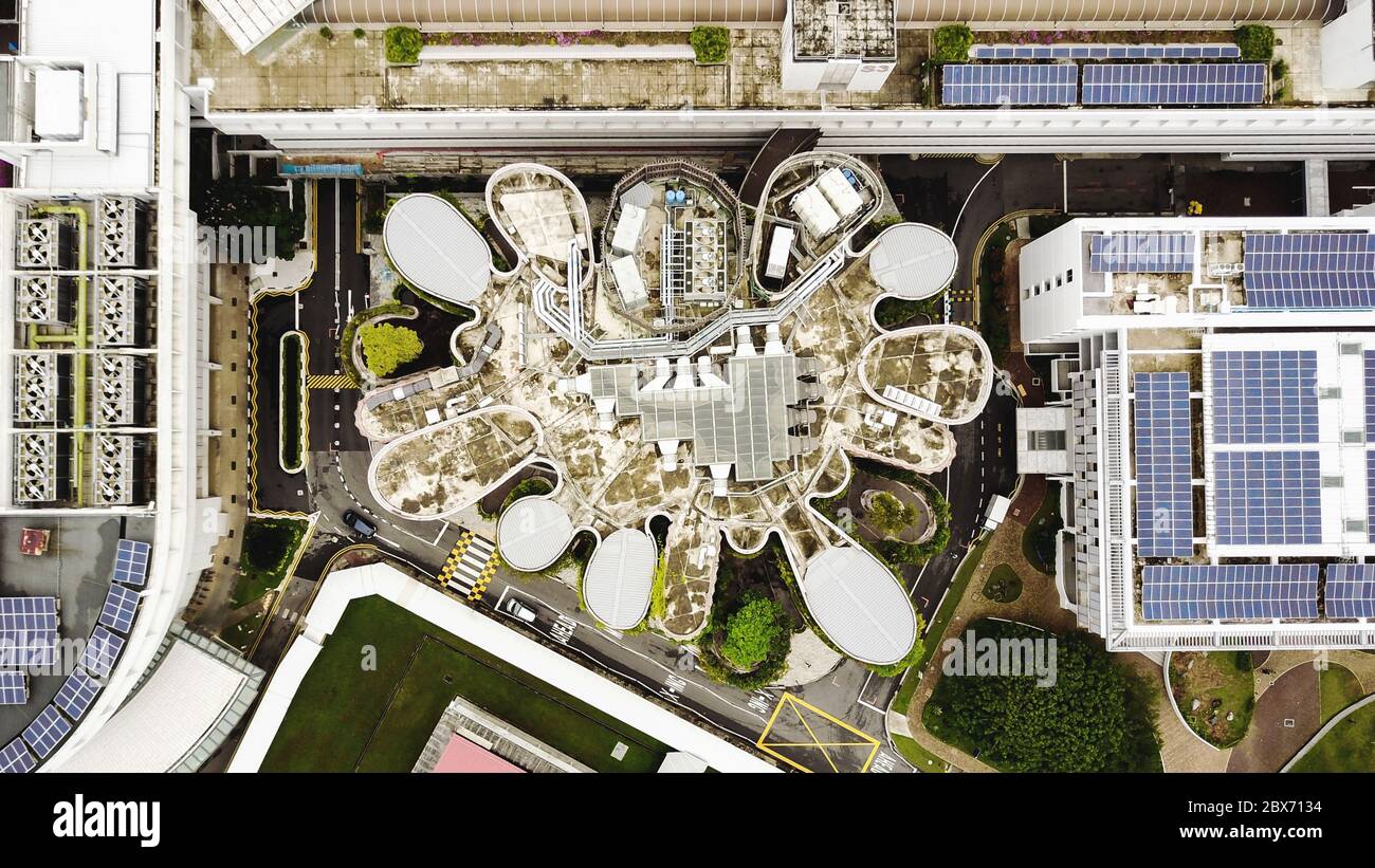 The top view outside of The Hive - learning hub designed like the shape ...