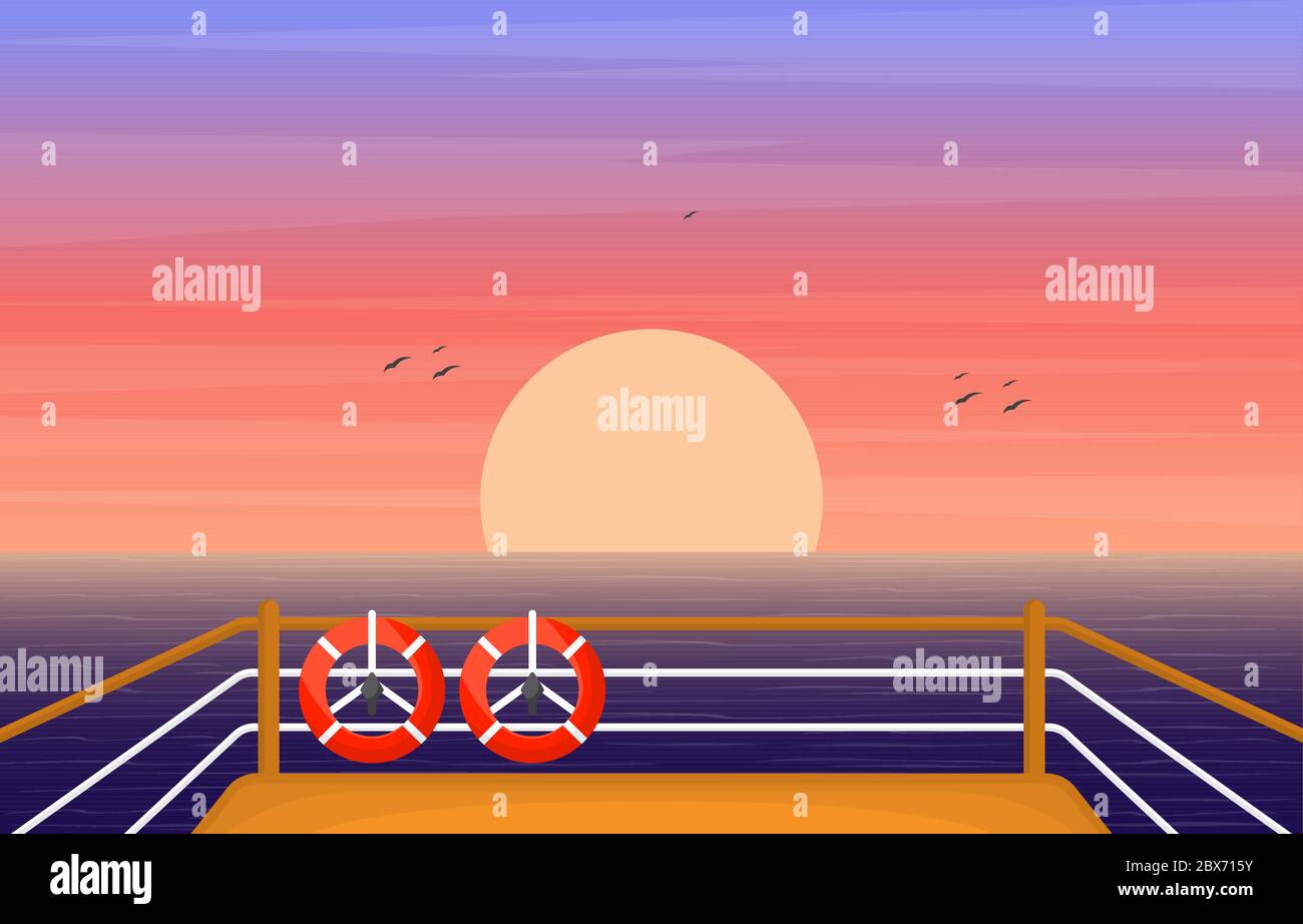 Cruise ship deck sunset Stock Vector Images - Alamy