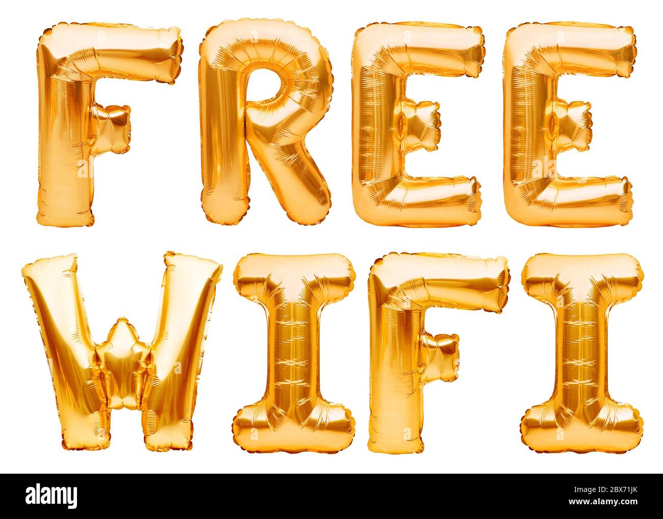 Words FREE WIFI made of golden inflatable balloons isolated on white ...