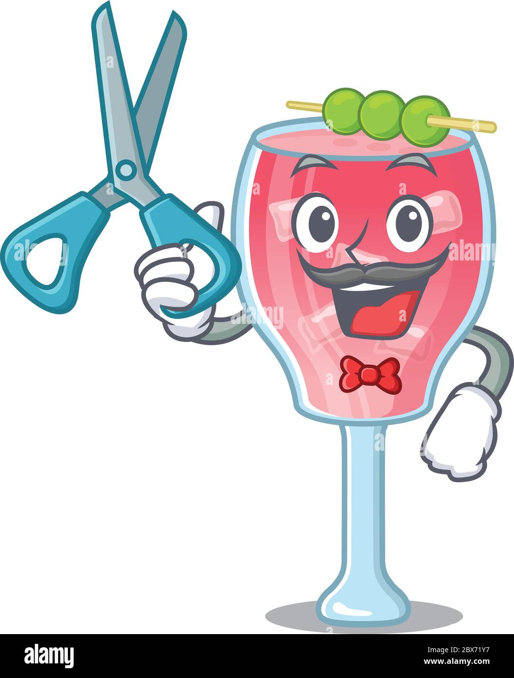 Cosmopolitan cocktail cartoon character design as talented barber Stock ...