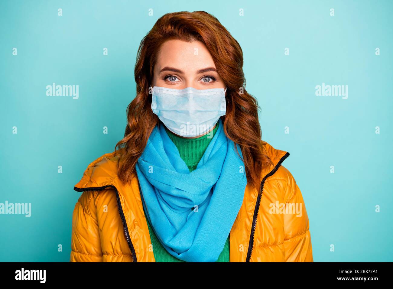Close-up portrait of her she nice pretty wavy-haired girl wearing gauze ...