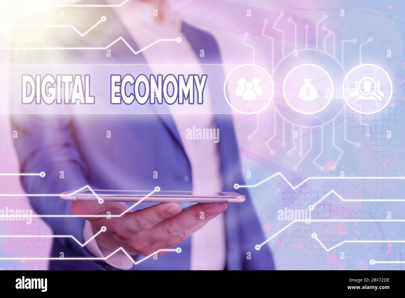 Text sign showing Digital Economy. Business photo showcasing ...