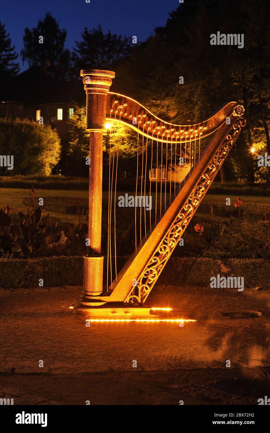 Metal harp at Music garden in Kudowa-Zdroj. Poland Stock Photo - Alamy