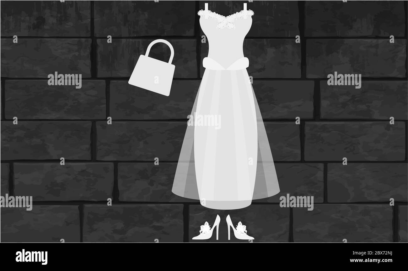 mock up illustration of wedding dress on abstract background Stock ...