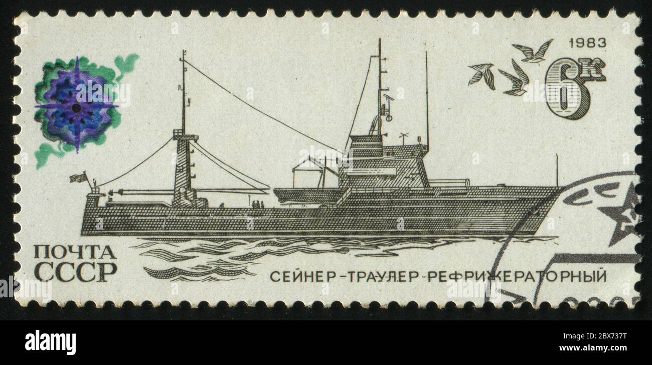 RUSSIA - CIRCA 1983: stamp printed by Russia, shows Ships of the Soviet ...