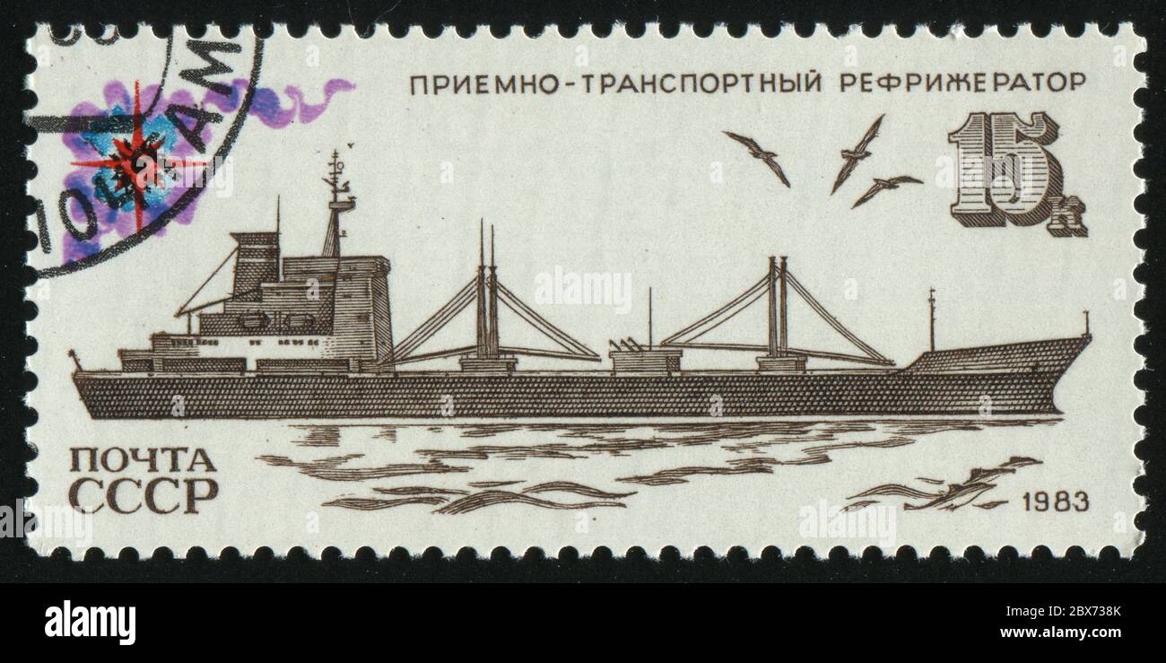 RUSSIA - CIRCA 1983: stamp printed by Russia, shows Ships of the Soviet ...