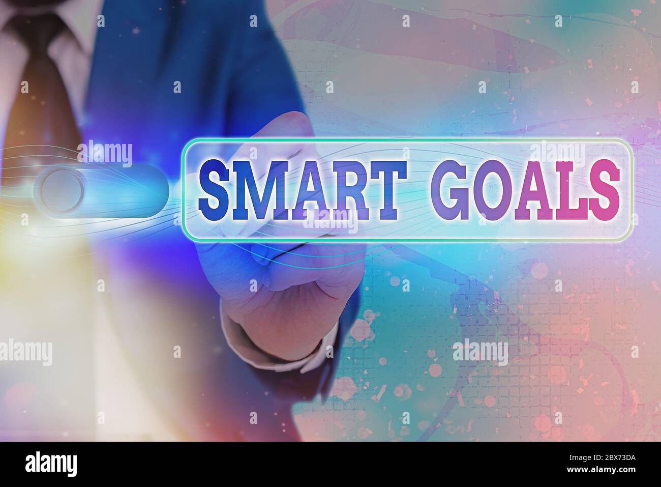 Writing note showing Smart Goals. Business concept for mnemonic used as ...