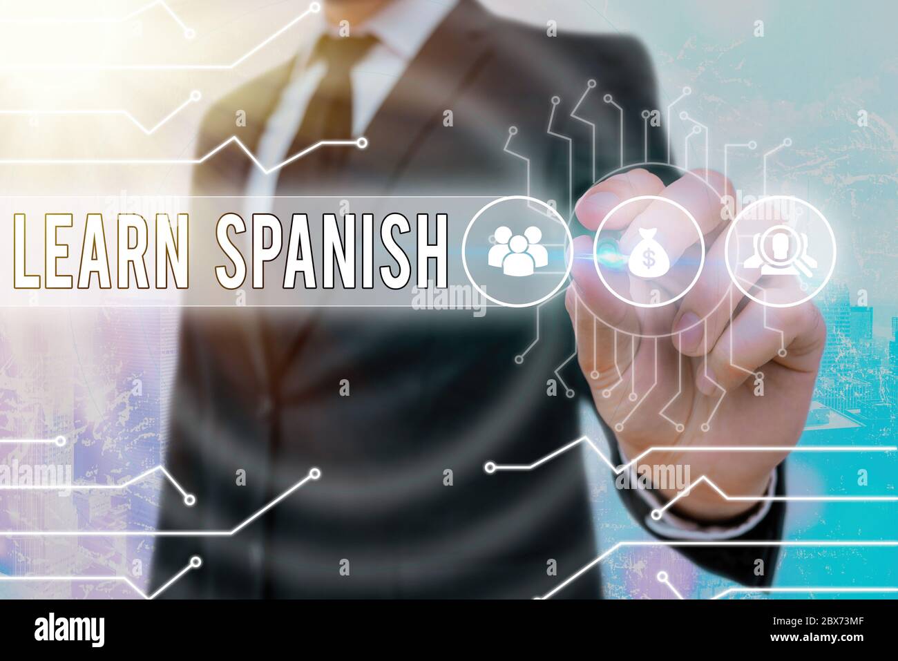 Handwriting text Learn Spanish. Conceptual photo to train writing and ...