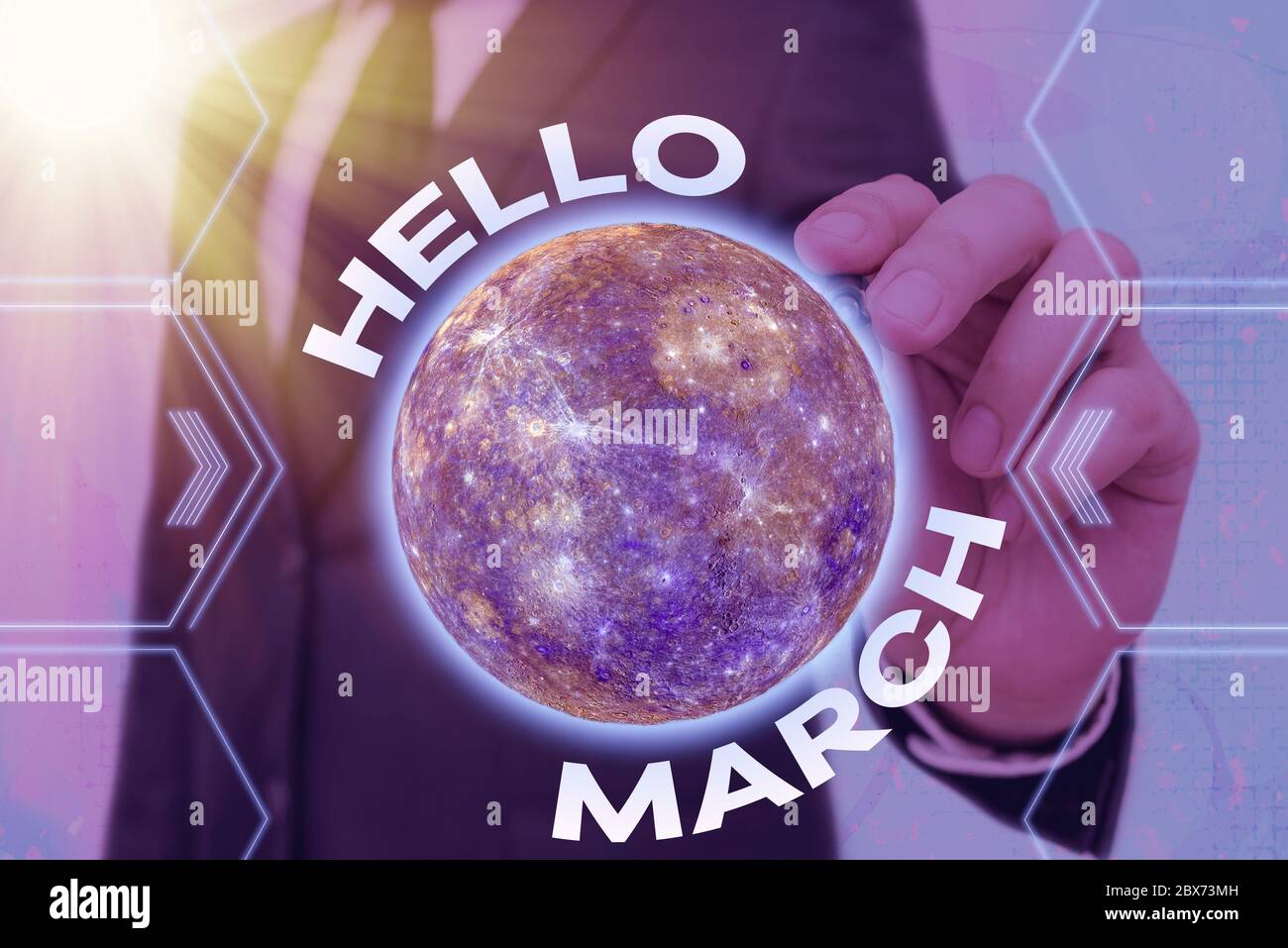 Handwriting text Hello March. Conceptual photo a greeting expression ...