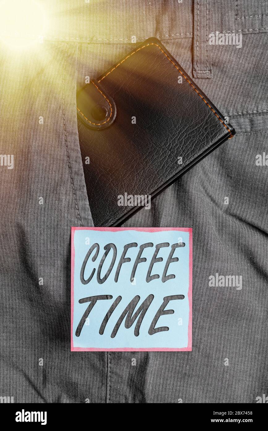 Writing note showing Coffee Time. Business concept for a chosen period ...