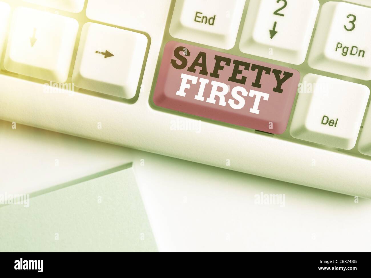 Conceptual hand writing showing Safety First. Concept meaning used to ...