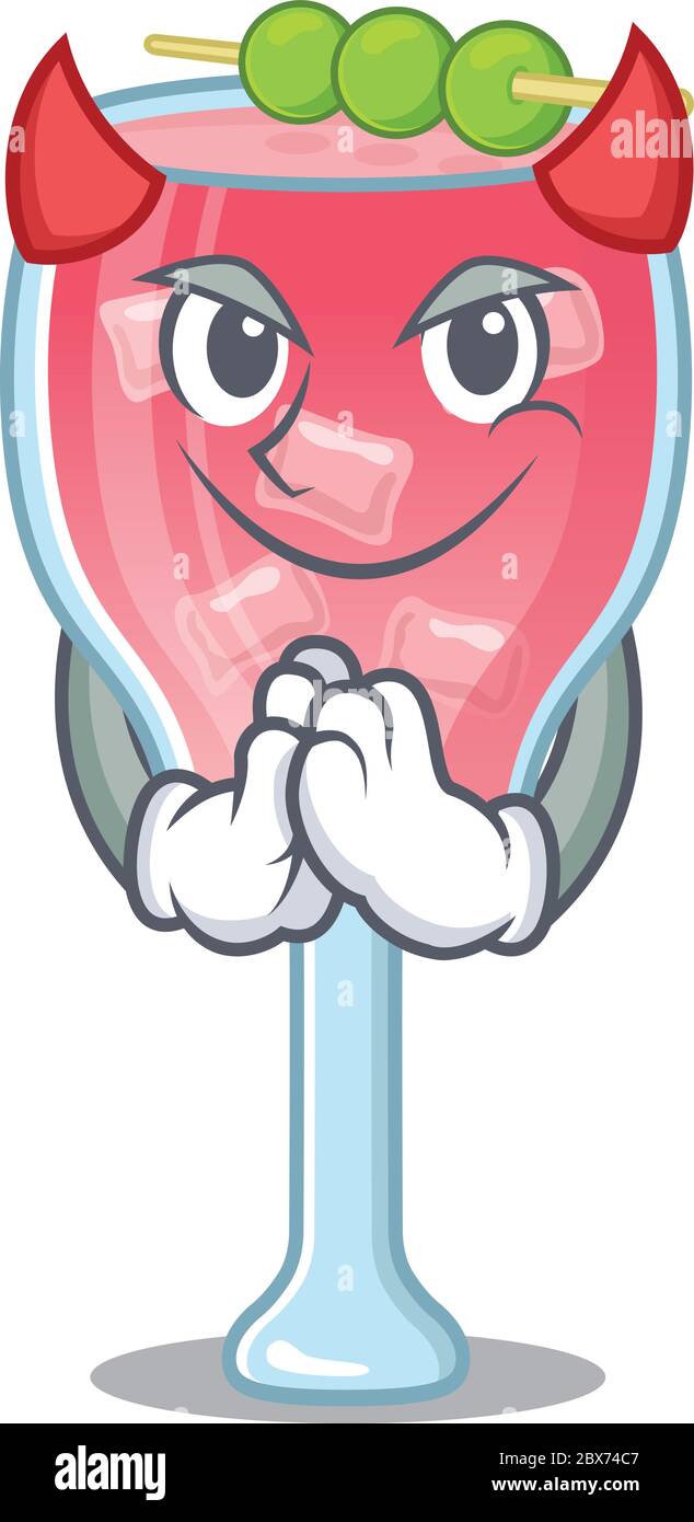 Cosmopolitan cocktail clothed as devil cartoon character design concept ...