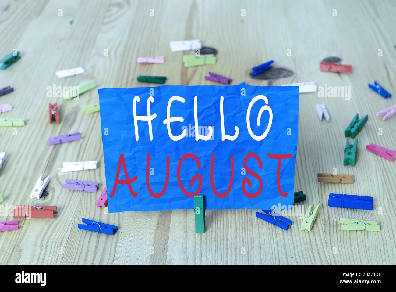 Writing note showing Hello August. Business concept for a positive ...