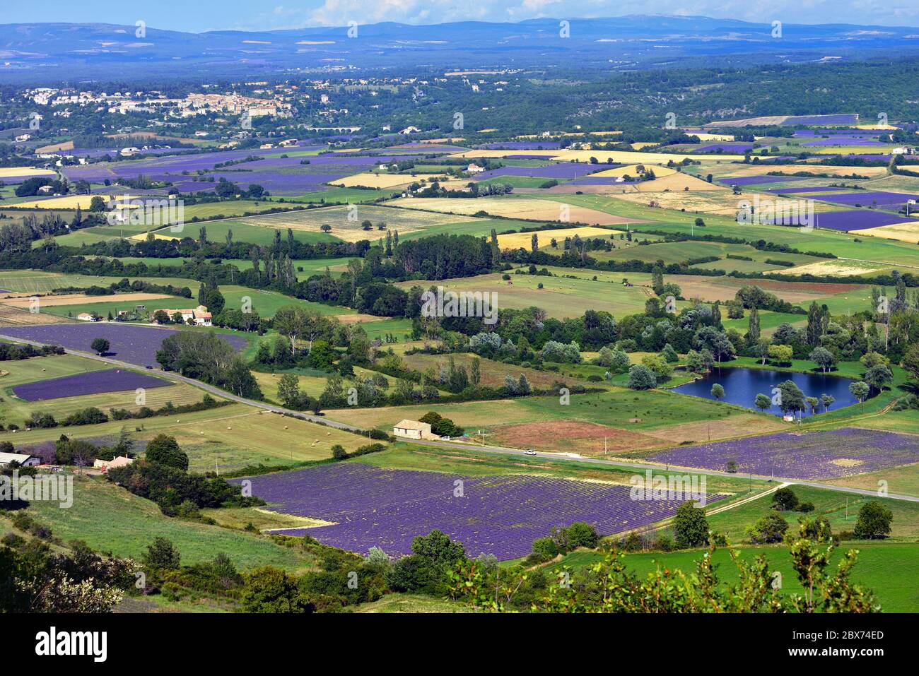 Provence rural landscape. View from above on lavender field and ...