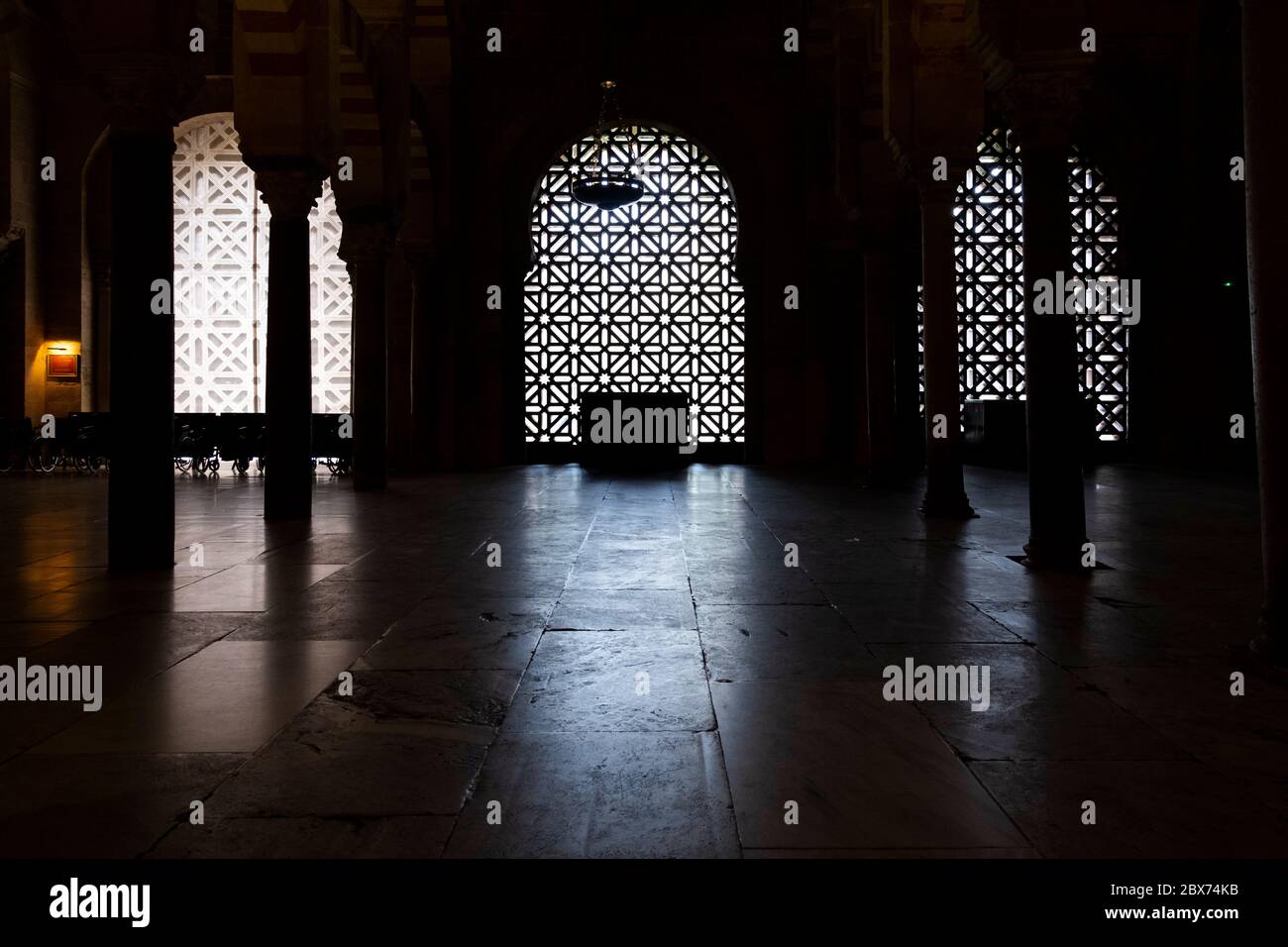 Beautiful Arabic style windows of the mosque. Cordoba, Andalusia. Spain ...