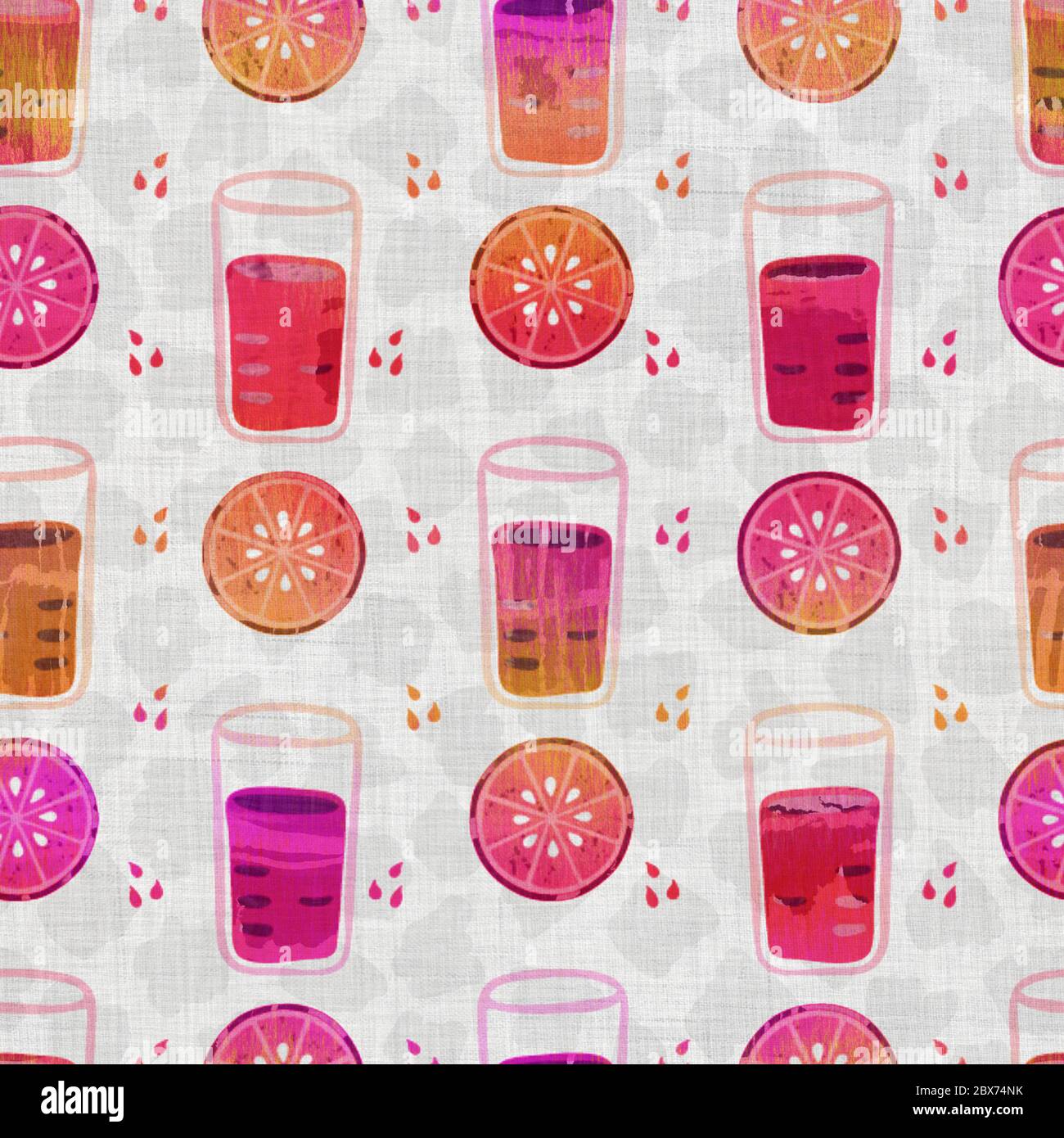 Seamless fruit collage woven texture. Hand drawn grunge damask on linen ...