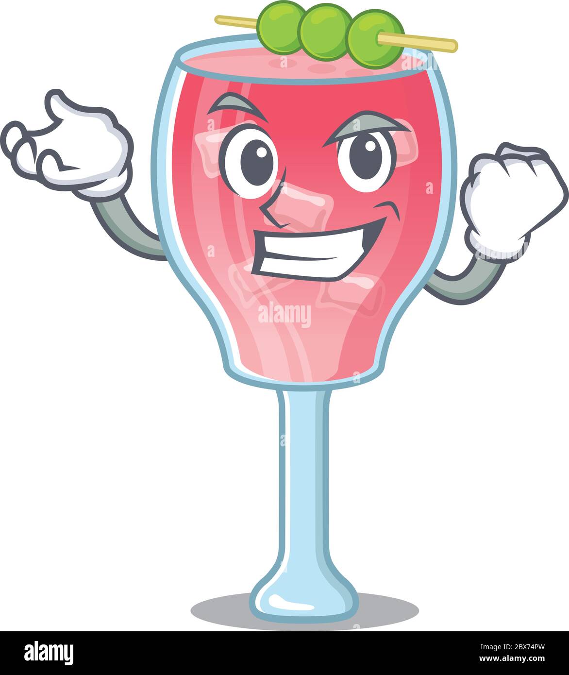 A funny cartoon design concept of cosmopolitan cocktail with happy face ...