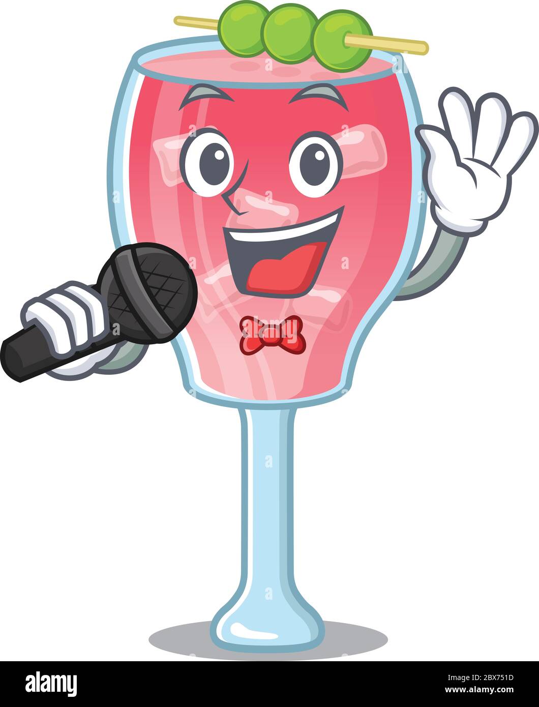 cartoon character of cosmopolitan cocktail sing a song with a ...