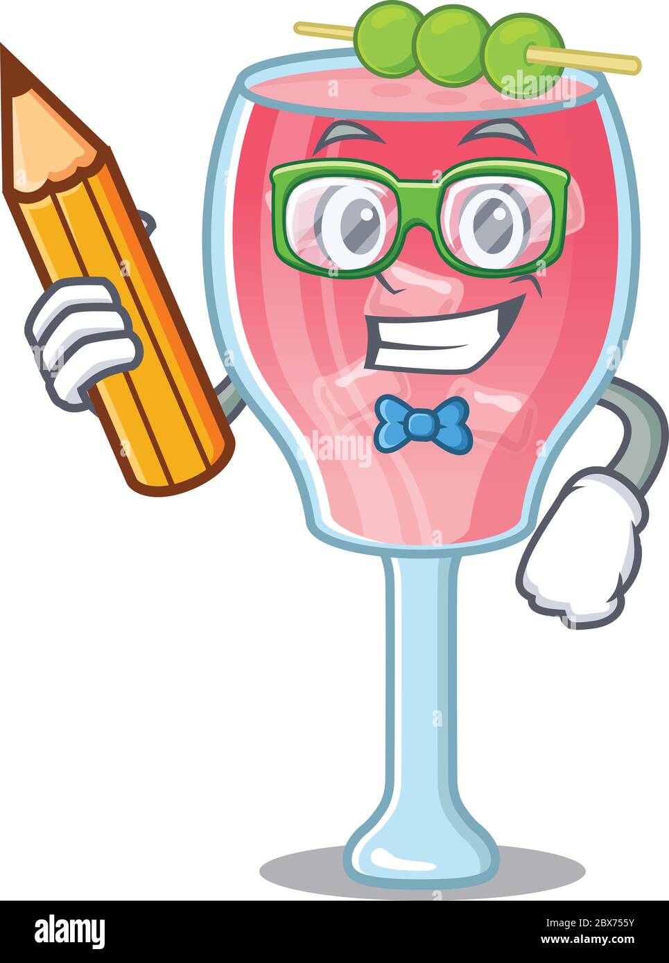 A clever student cosmopolitan cocktail cartoon character study at home ...