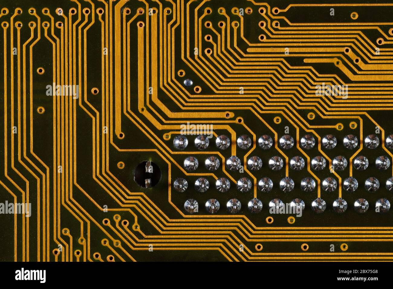 Printed circuit board showing surface mount components. Big close up ...