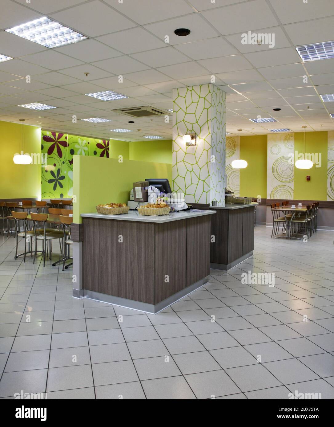 Fast food cafe Sodexo at Presnenskaya embankment 10. Moscow. Russia ...