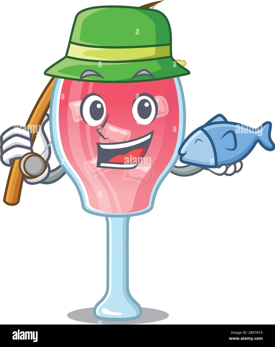 Cartoon design style of cosmopolitan cocktail goes to fishing Stock ...