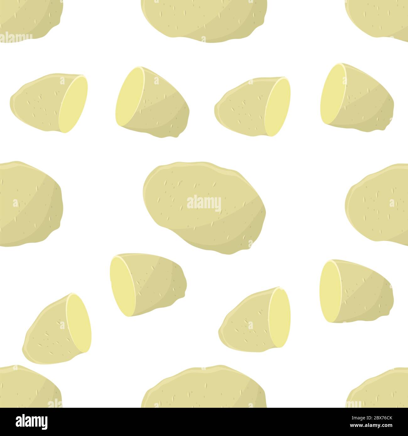 Potato Seamless Pattern. Whole, Slices, Half, Circle Potatoes. Tasty ...