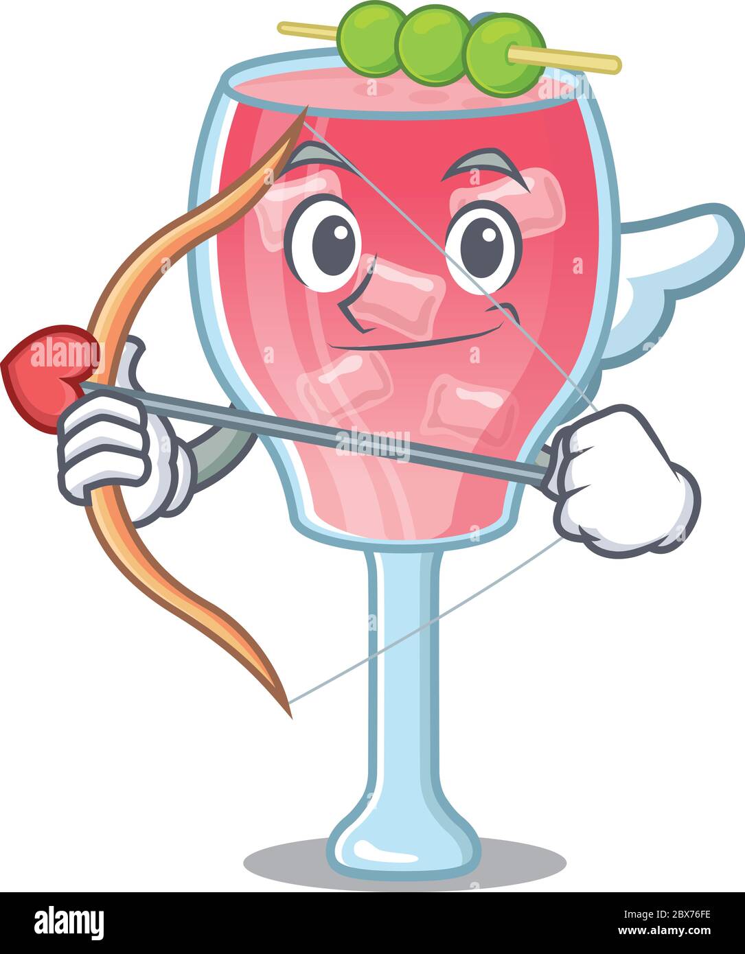 Cosmopolitan cocktail in sweet romantic cupid cartoon drawing with ...