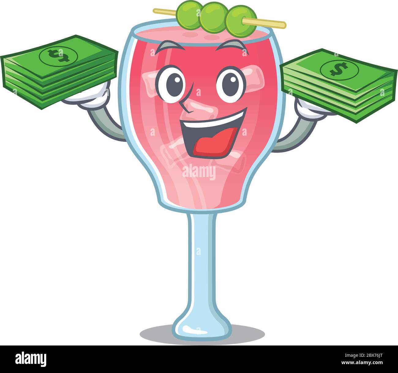 A wealthy cosmopolitan cocktail cartoon character with much money Stock ...