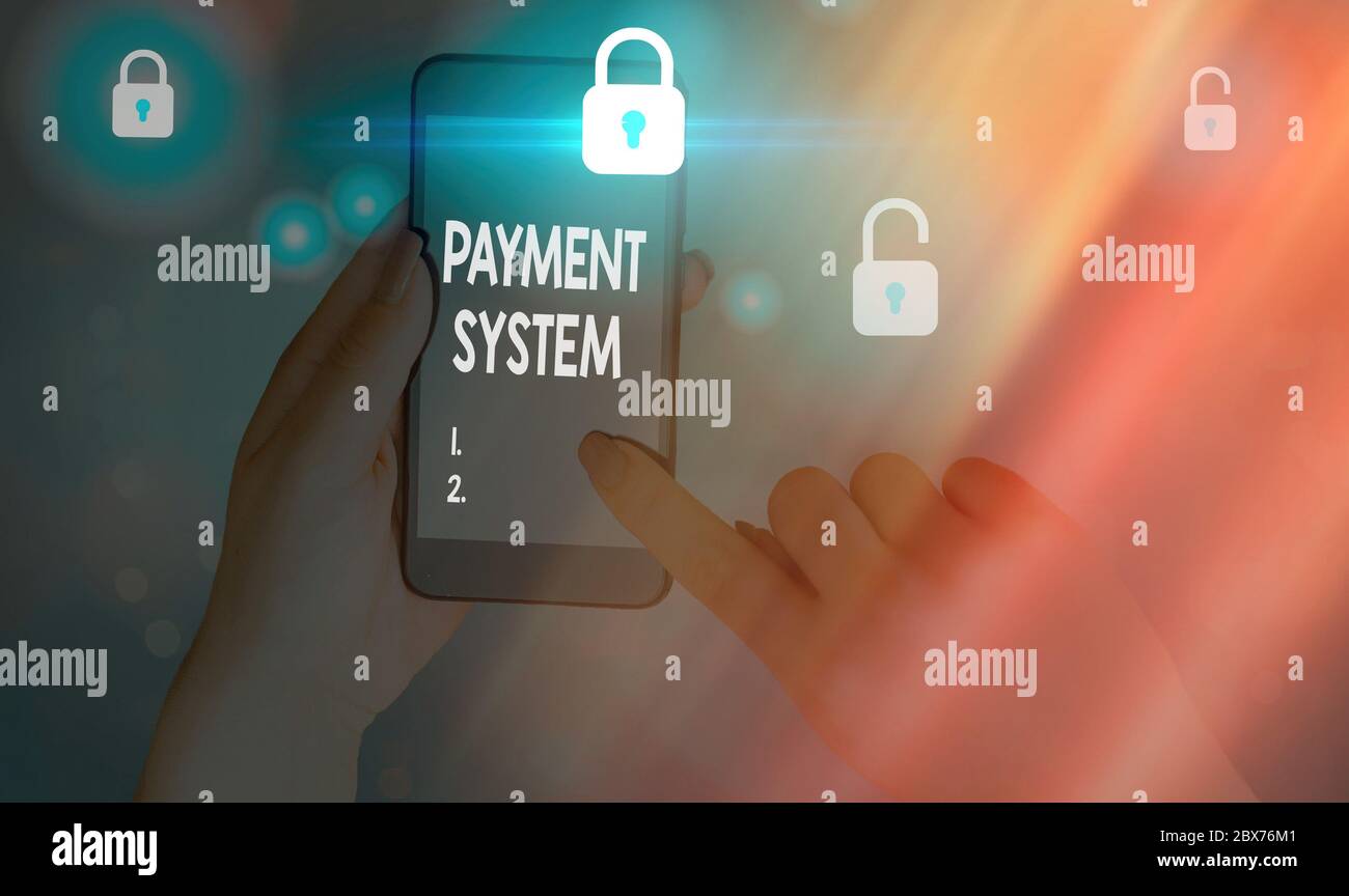 Writing note showing Payment System. Business concept for different ...