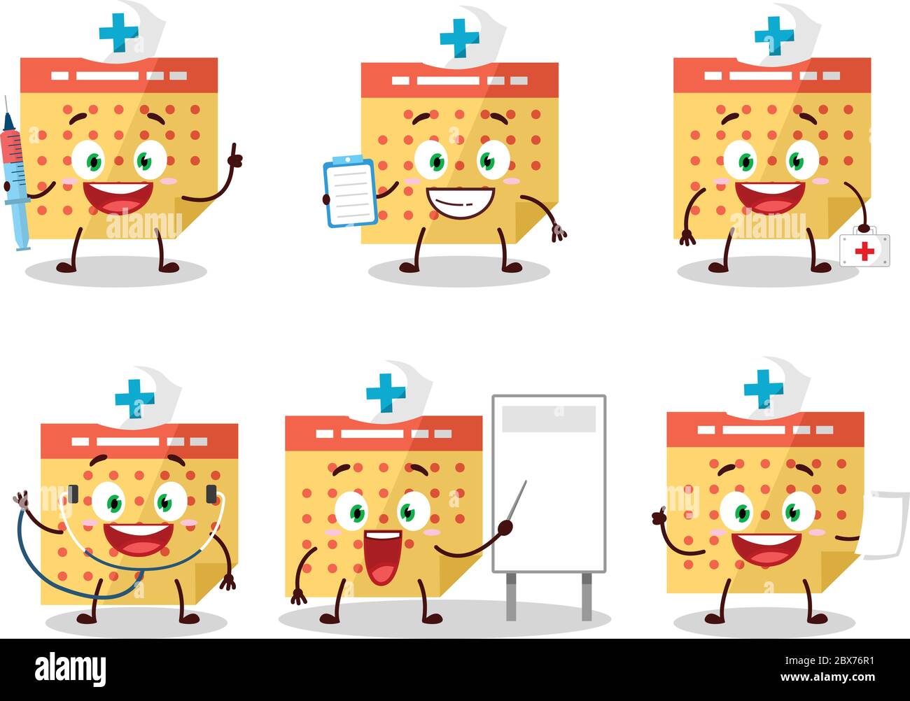 Doctor profession emoticon with calendar cartoon character Stock Vector ...
