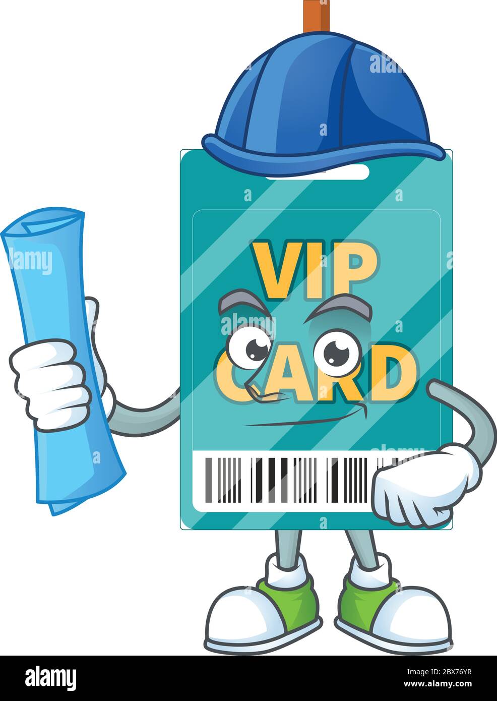 brilliant Architect VIP pass card mascot design style with blue prints ...