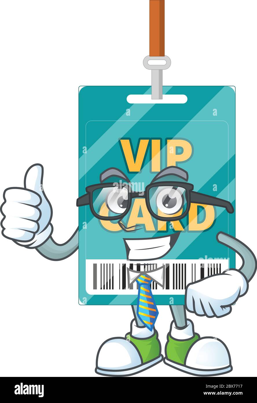 cartoon drawing concept of VIP pass card as a successful businessman ...