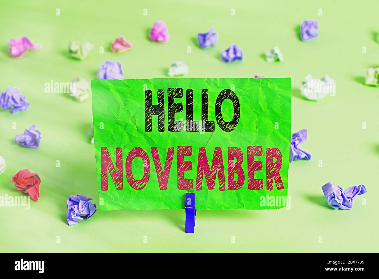 Writing note showing Hello November. Business concept for greeting used ...