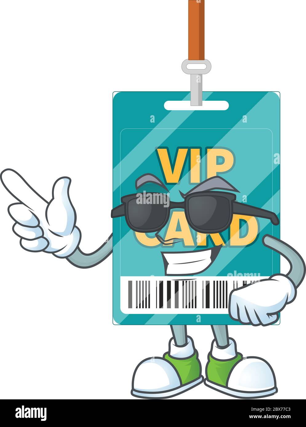 Super cool VIP pass card cartoon drawing style wearing black glasses ...