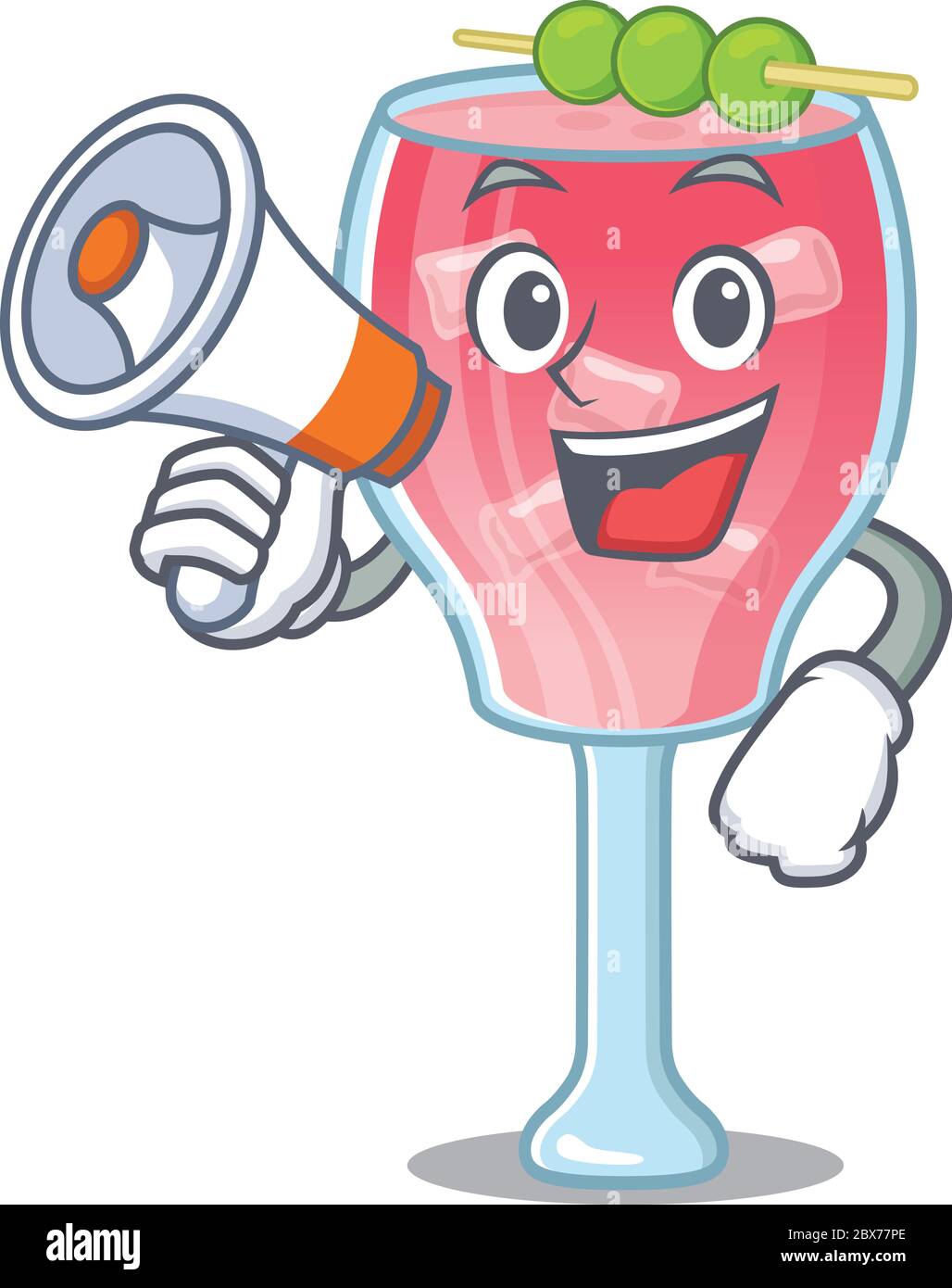 Mascot design of cosmopolitan cocktail announcing new products on a ...