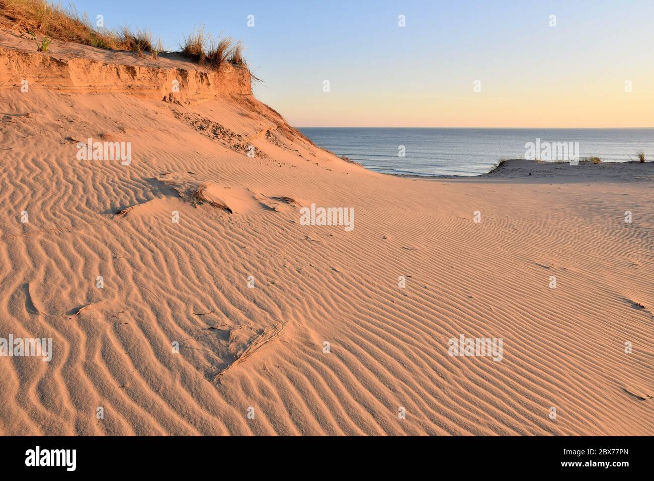 Sunset on the french atlantic coast in Soulac-sur-Mer. The sand of the ...