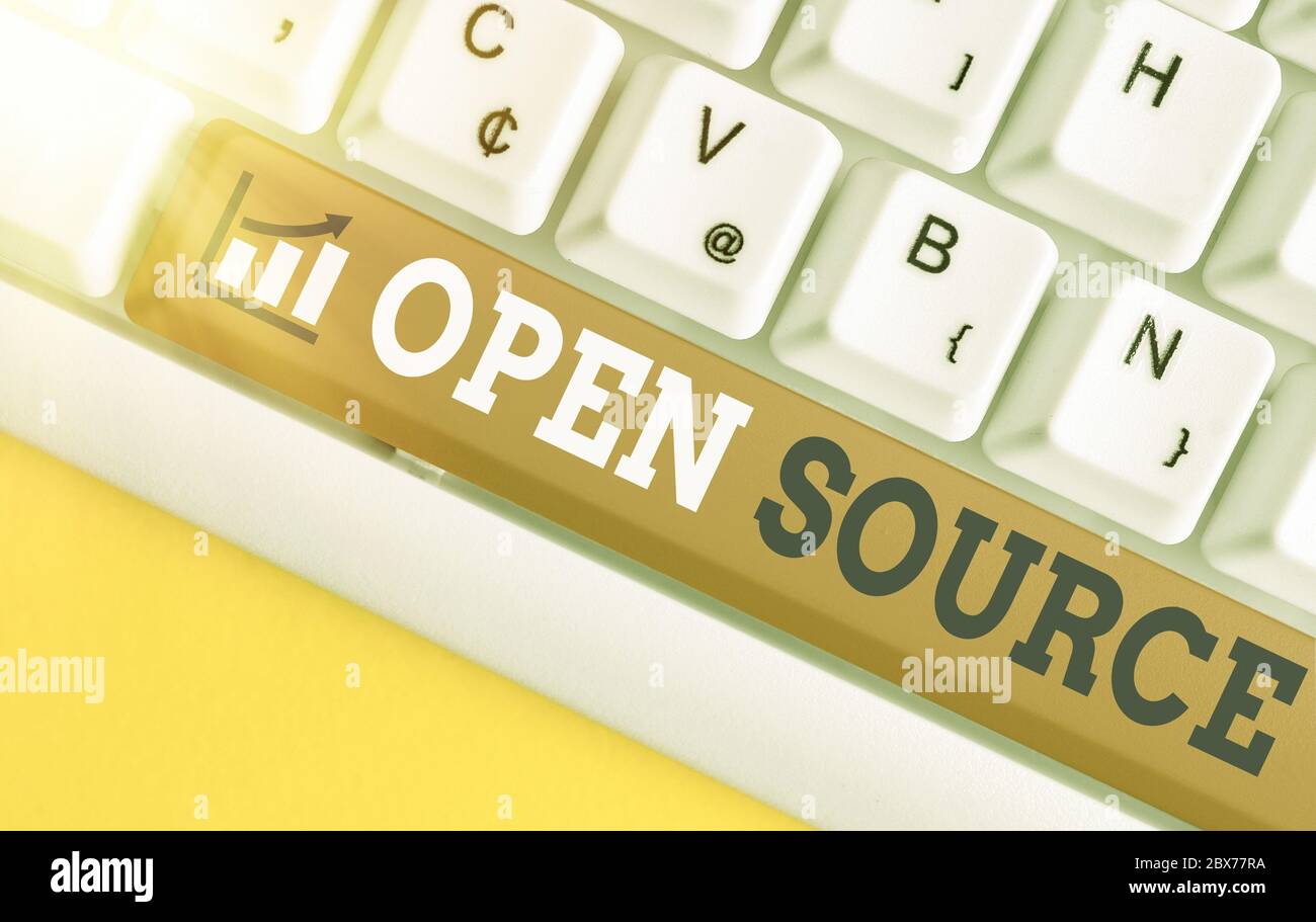 Conceptual hand writing showing Open Source. Concept meaning contains the source code that can ...